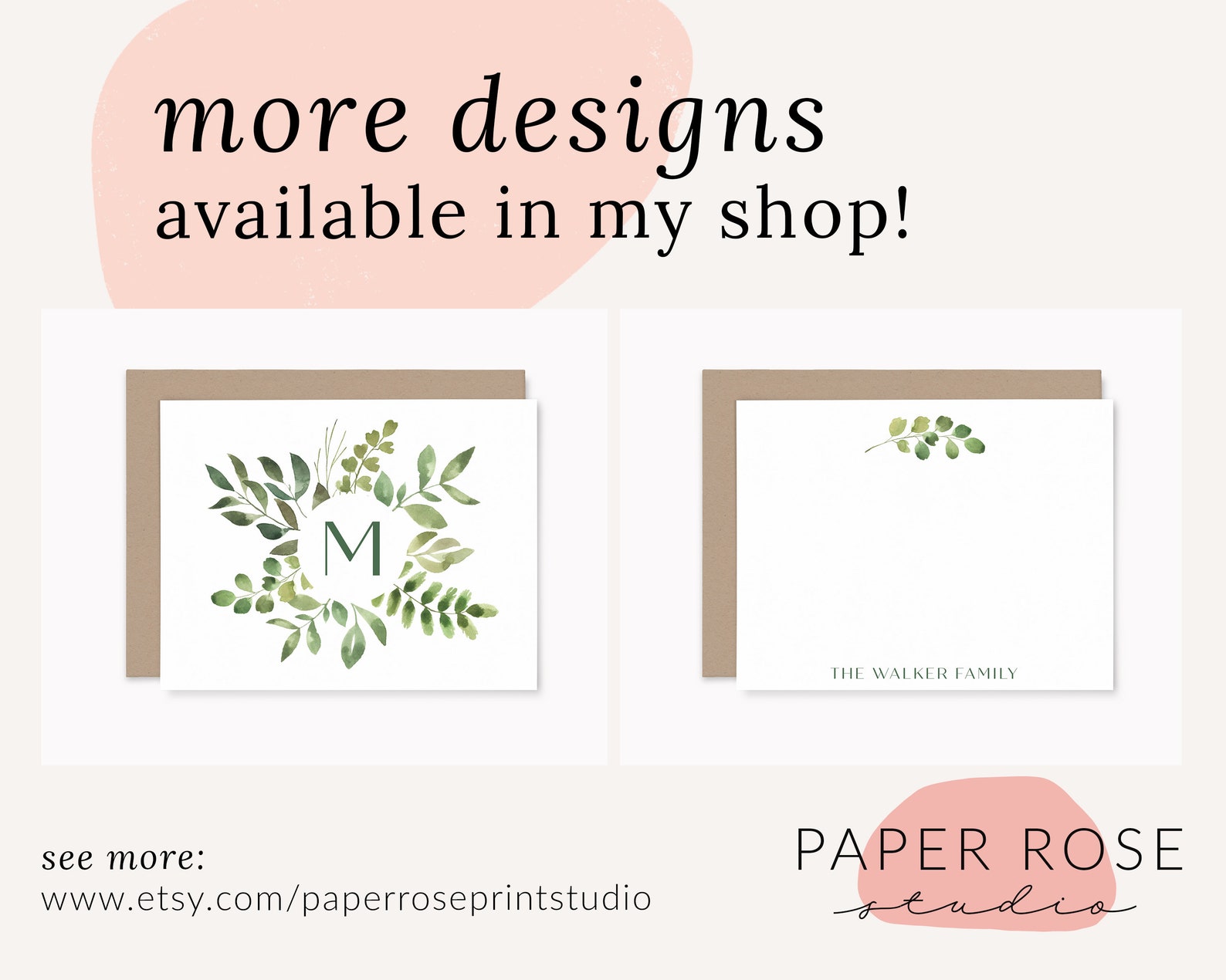 Script Monogram Initial Notecards Set of 8 Folded | Etsy