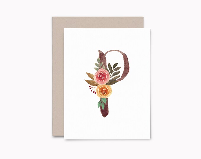 Botanical Monogram Initial Note Cards Custom Personalized - Etsy
