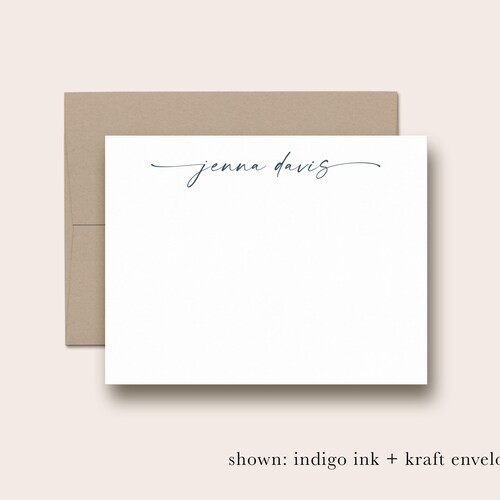 Personalized Script Stationery Cards Set Elegant Flat - Etsy