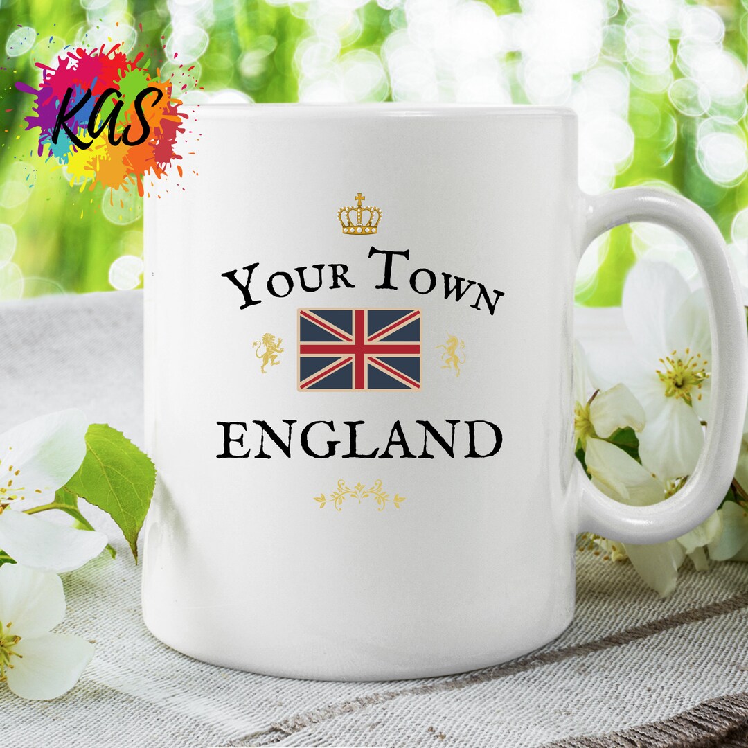 BRITISH England Mug Personalized Hometown or City Teacup UK Custom Town ...