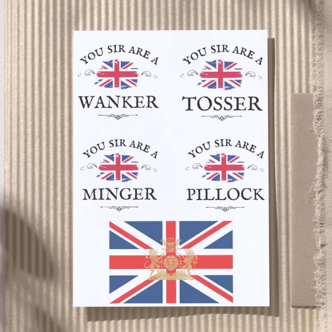 BRITISH Printable Sticker Anglophile Gift UK PNG Union Jack Flag Royal ...