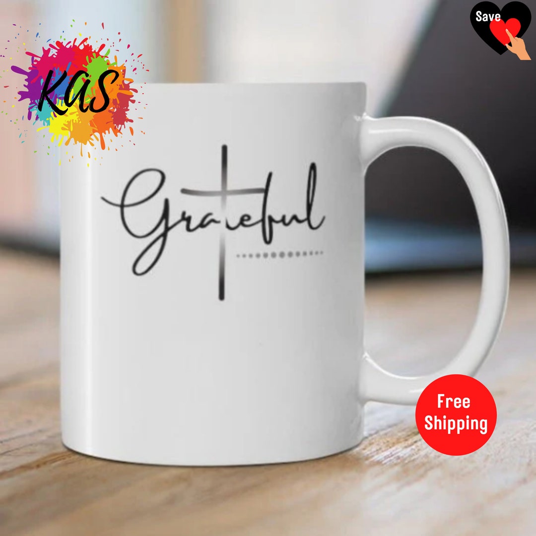 CHRISTIAN Grateful Cross Mug Womens Mens Grateful Tea Mug Inspirational ...