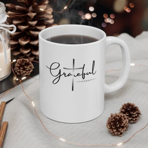 CHRISTIAN Grateful Cross Mug Womens Mens Grateful Tea Mug Inspirational ...