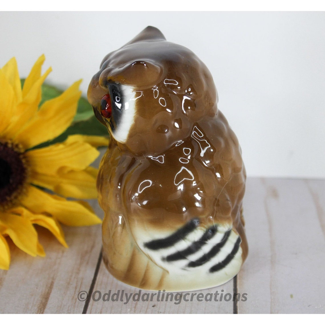 Vintage Ceramic Owl Bell Glass Eyes Owl Figurine VTG Porcelain - Etsy