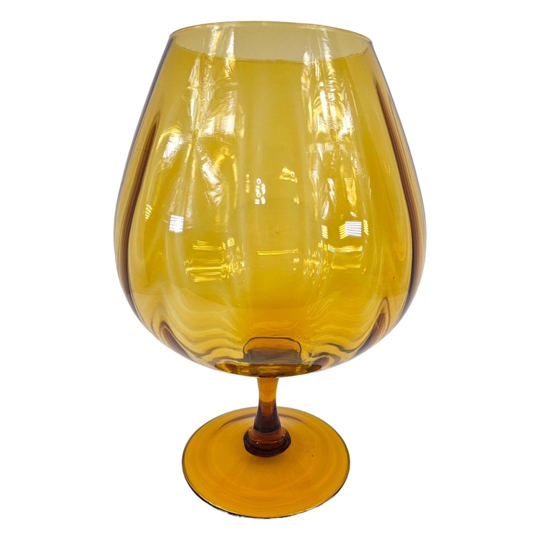 Vintage Mid-century Empoli Optic Amber Glass Oversized Brandy Snifter ...