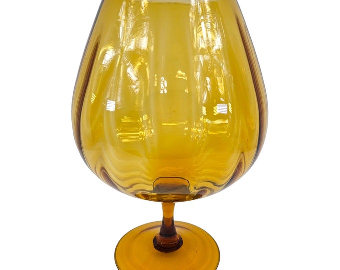 Vintage Mid-century Empoli Optic Amber Glass Oversized Brandy Snifter ...
