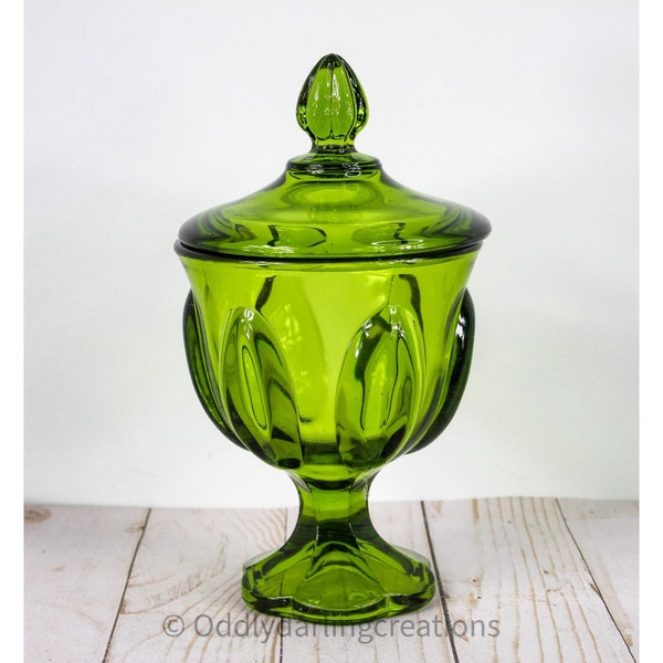 Green Glass Compote - Etsy