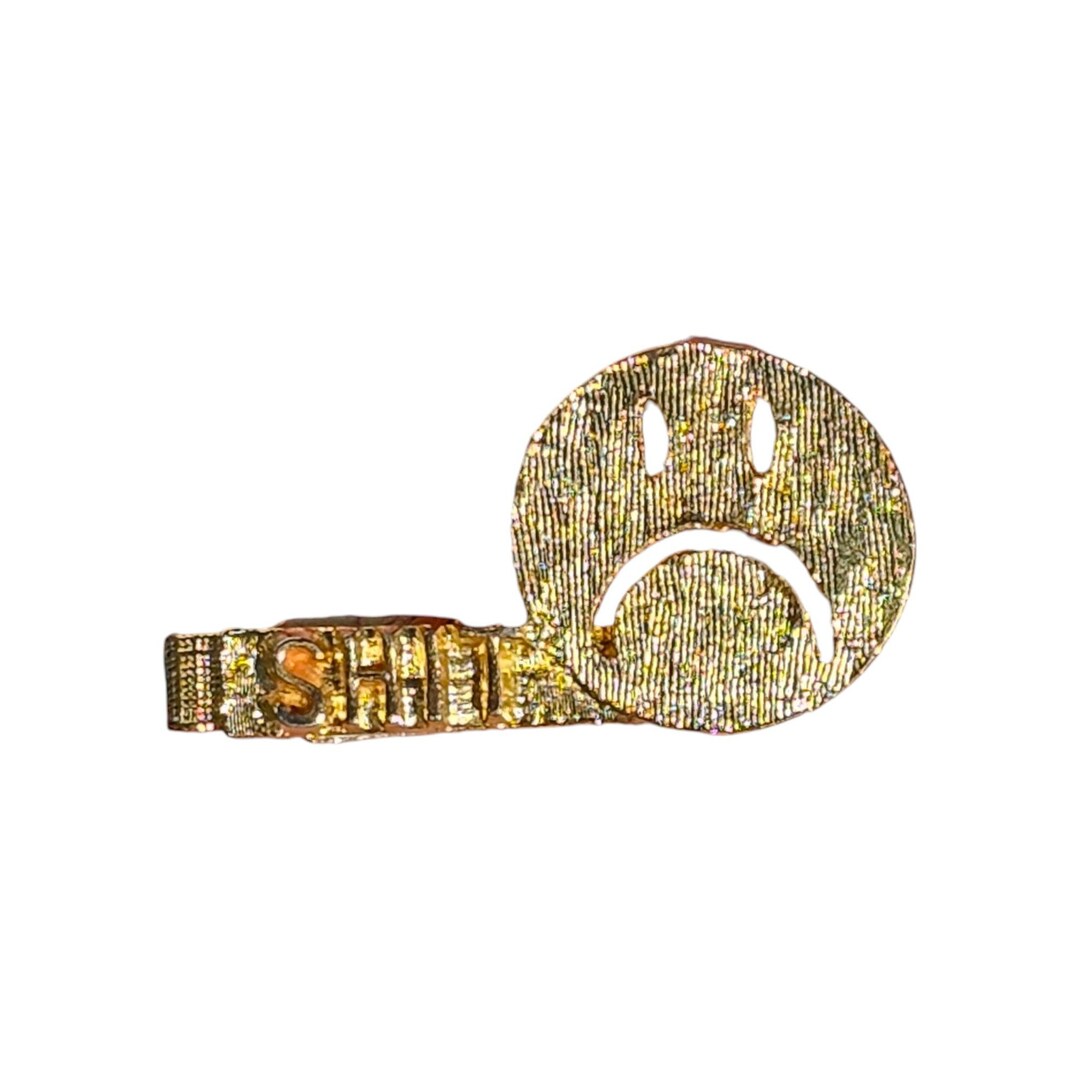 Vintage Gold Tone Textured Sad Face Emoji Tie Clip sht Funny Tie Clip ...