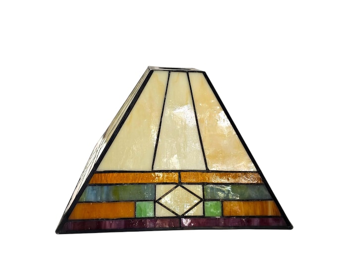 Mission Style Frank Lloyd Wright Inspired Pyramid Stained Glass Lamp ...