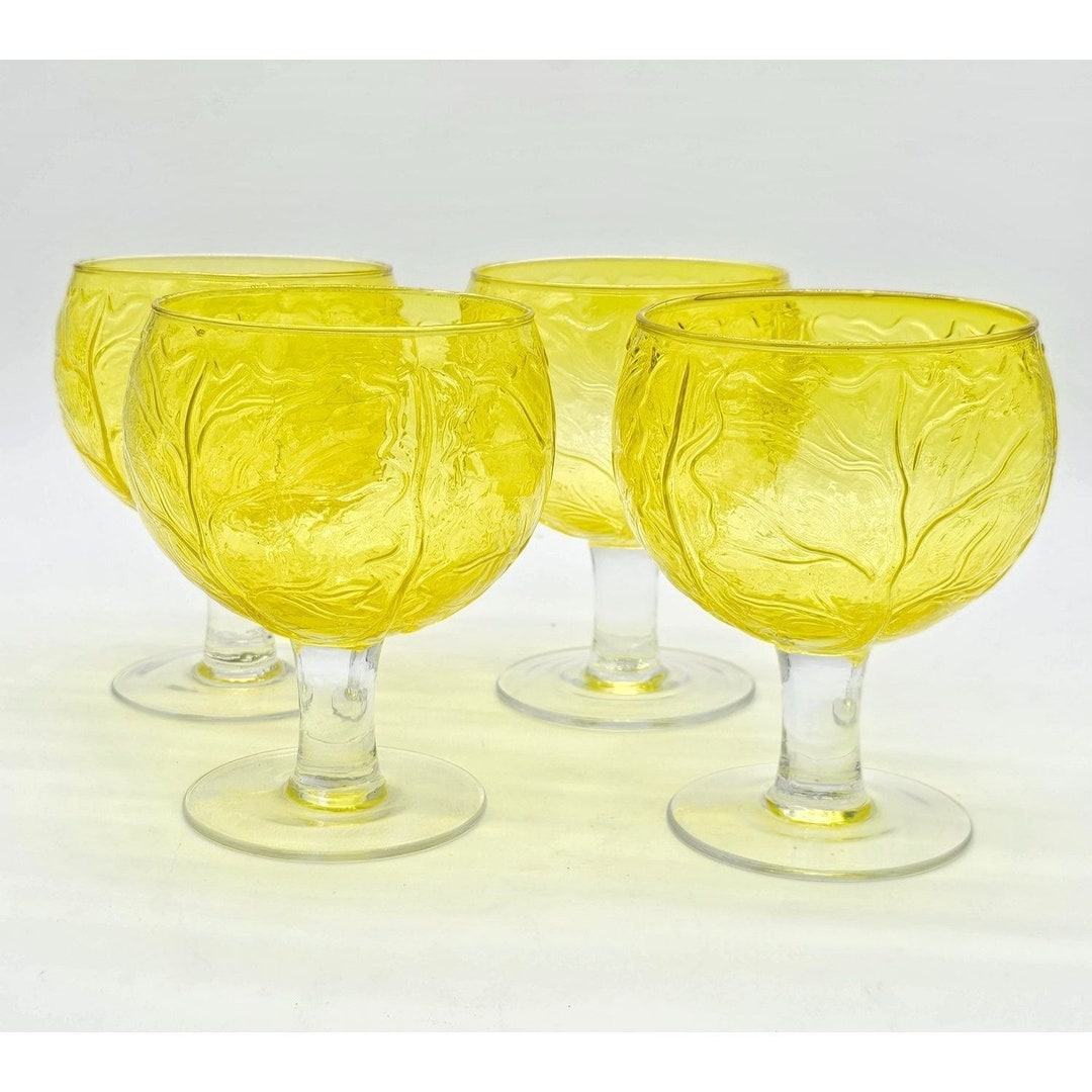 4 Sigma Taste Setter Yellow Cabbage Leaf Water Goblet MCM Secla Retro ...