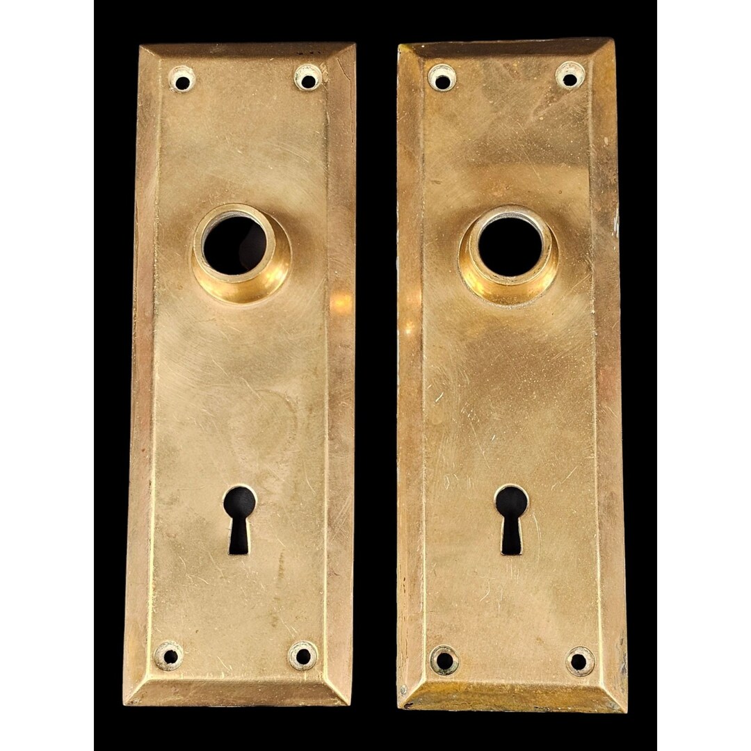 Antique Brass Mortise Door Back Plates Yale Manufactured Solid Brass 7. ...
