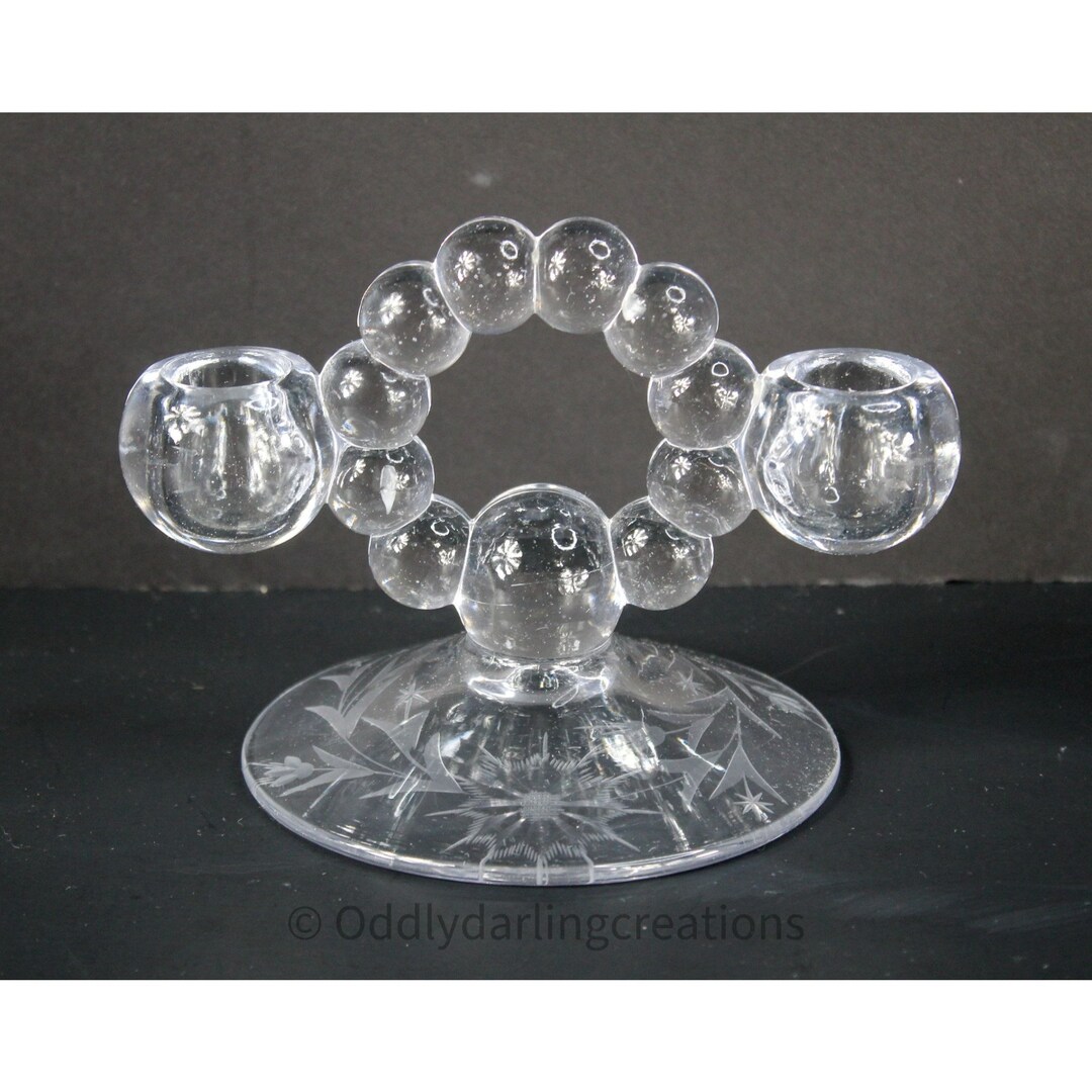Imperial Glass Candlewick Double Candlestick: Elegant Floral Etching ...