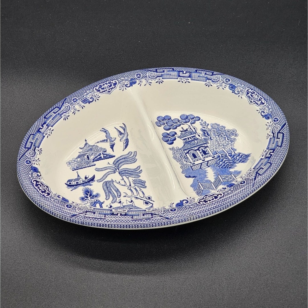Churchill Blue Willow Pattern Divided Dish Vintage Blue & White - Etsy