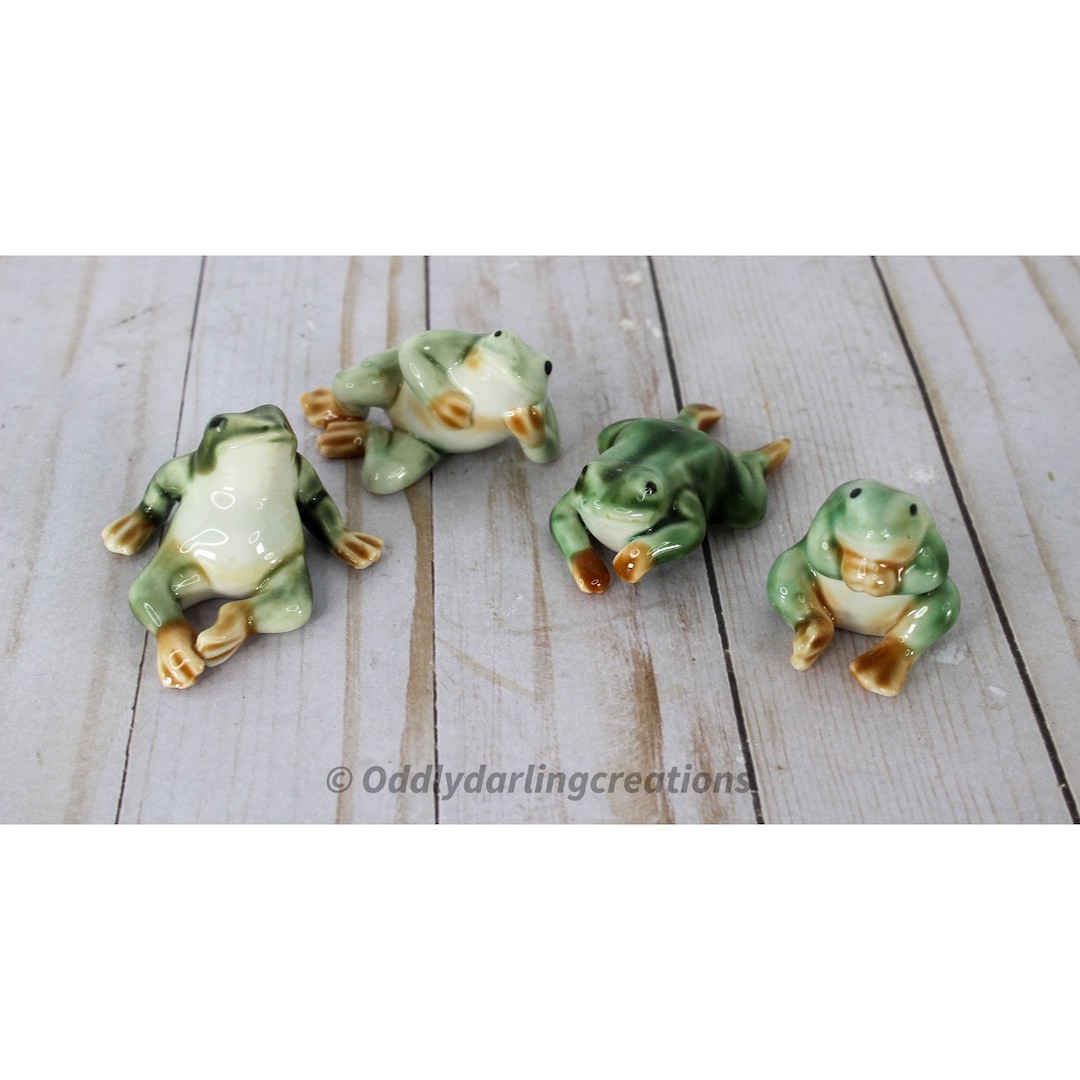 Four Vintage RARE Casual Small Glazed Porcelain Frogs - Etsy
