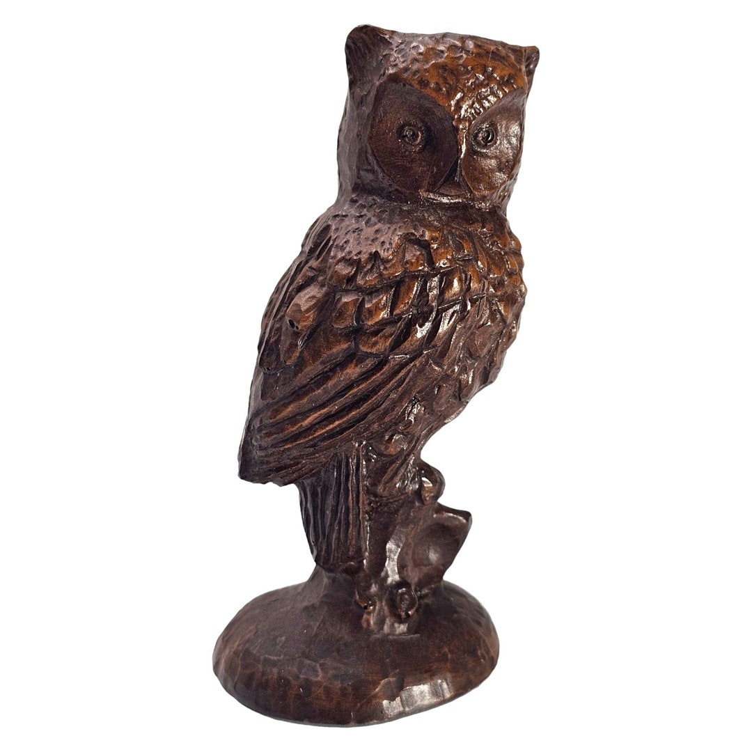 Vintage Carved Owl Figurine Red Mill Mfg. Pecan Shell Resin - Etsy
