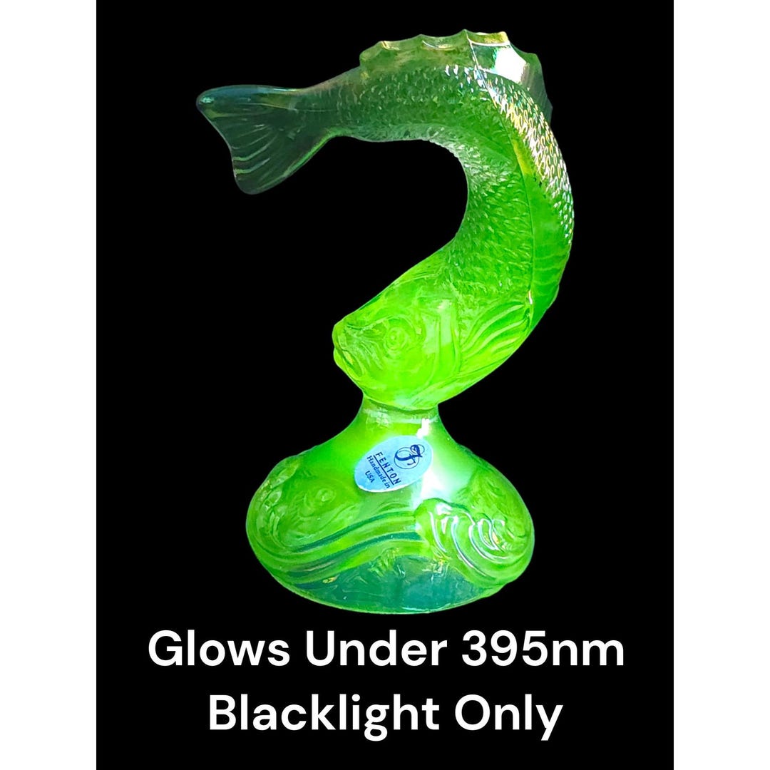 Fenton Purple Carnival Glass Fish Paperweight Vintage Koi UV Reactive ...