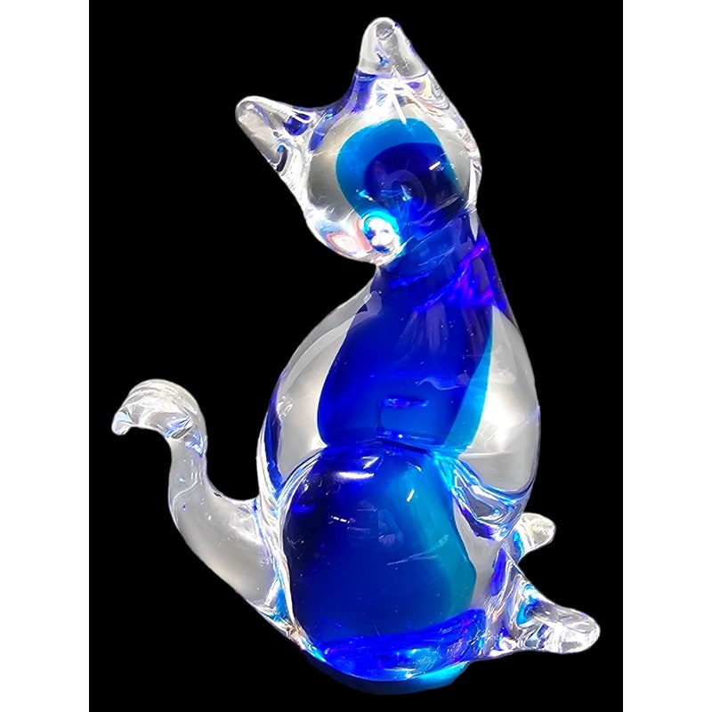Glass Cat Figurine - Etsy