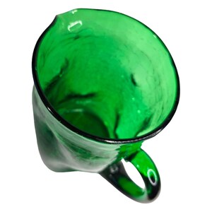 Blenko Glass Dimple Emerald Green Crackle Glass Pitcher Large MCM ...