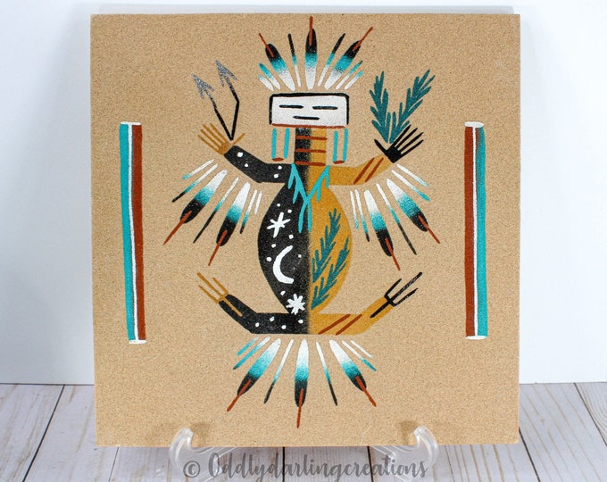 NAVAJO Native American Mother Earth Father Sky Sand Painting Signed ...