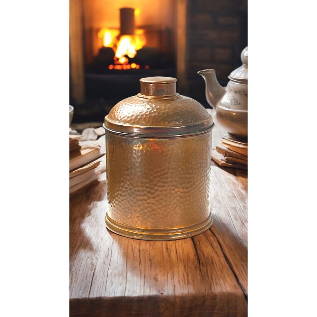 Vintage Hammered Copper Tea Canister With Lid & Patina Humidor - Etsy