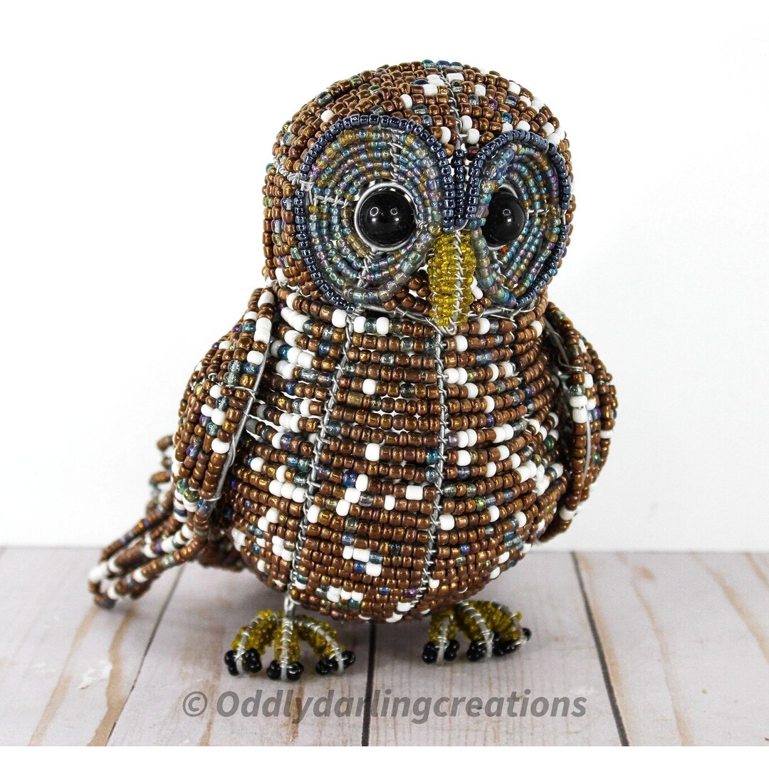 Beaded Spotted Owl by Beadworx Grass Roots Copper Colored Handmade ...