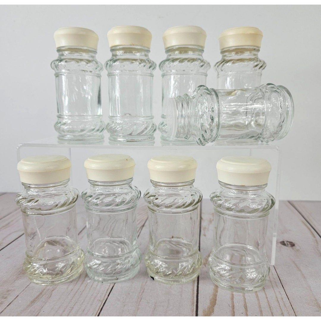 Set of 9 Clear Glass Spice Jars With Rope Pattern and Sifting Lids - Etsy