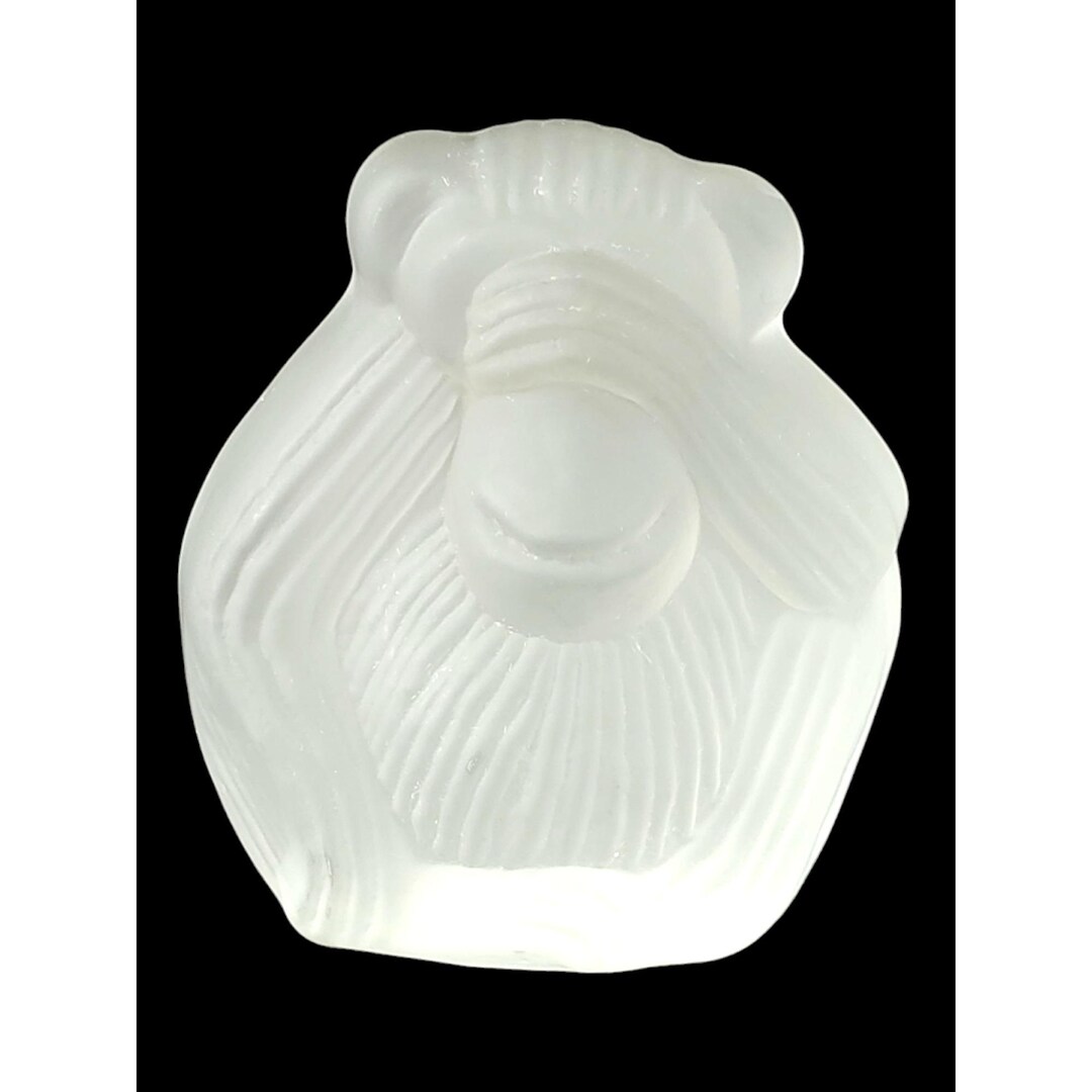 Vintage Viking Glass Monkey Paperweight See No Evil Handmade Frosted ...