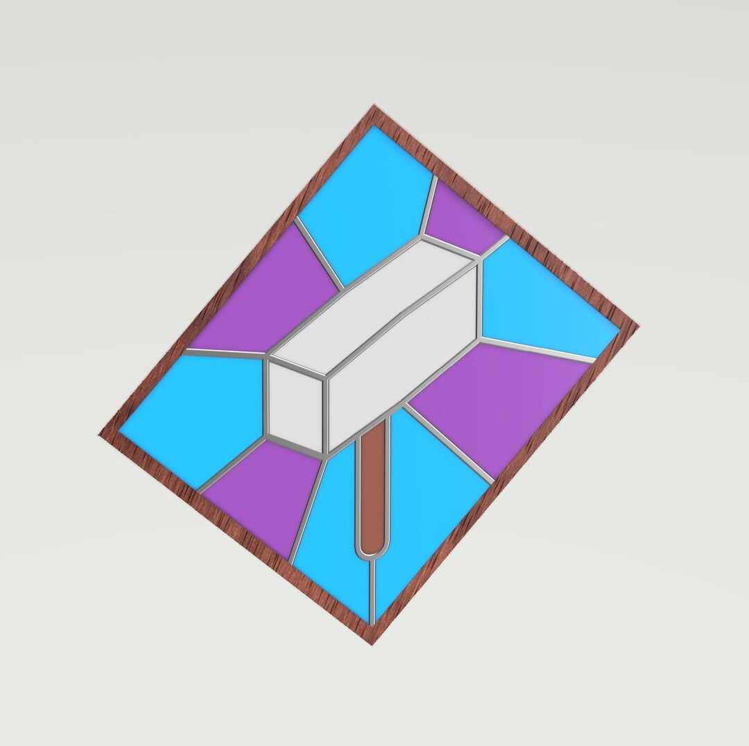 Thor's Hammer Stained Glass Pattern PDF | Suncatcher Panel Template ...