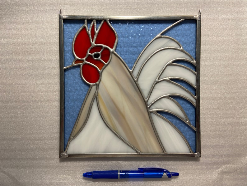 Rooster Stained Glass Pattern 8 X 8 Full Scale - Etsy
