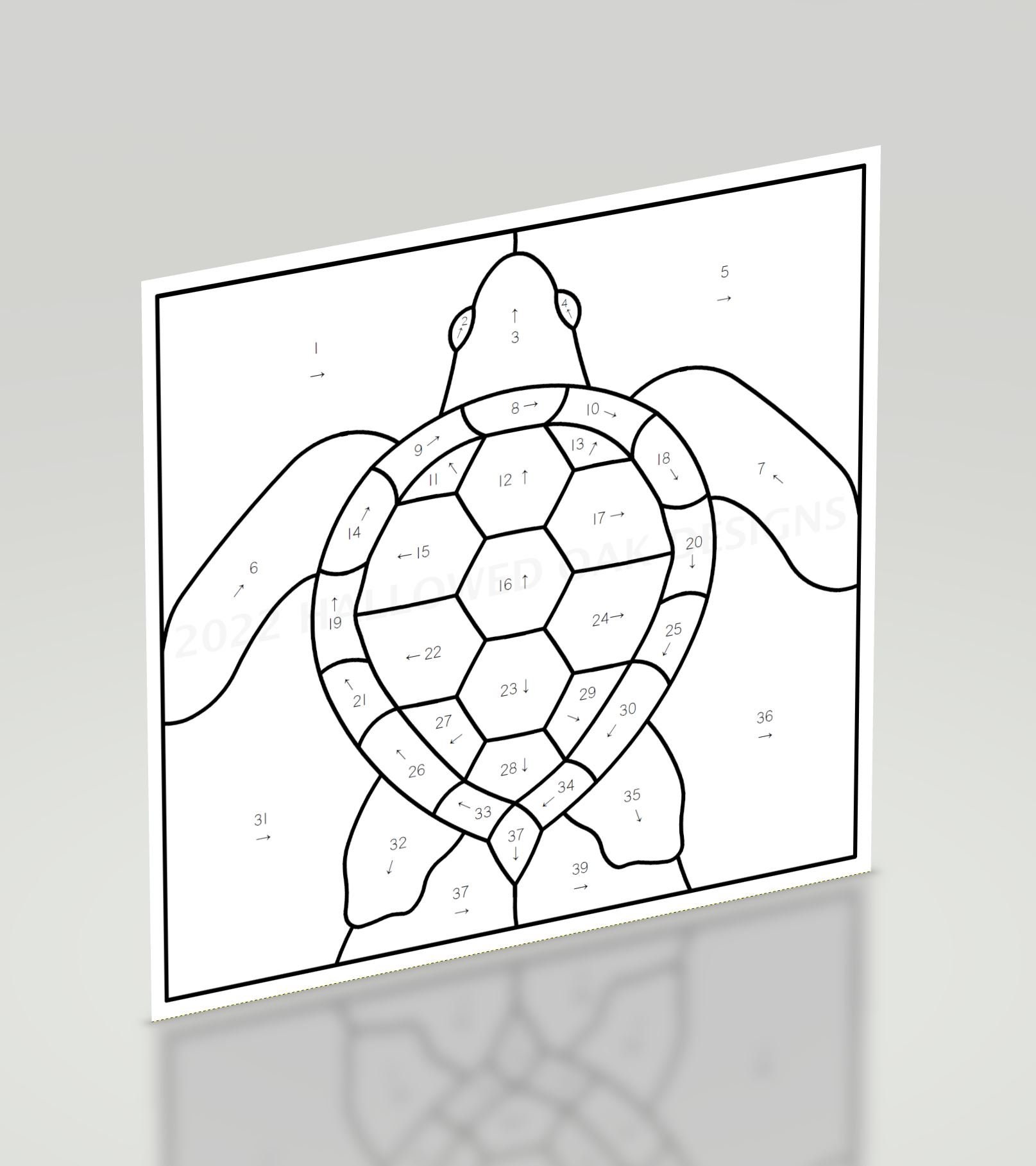 Sea Turtle Stained Glass Pattern 8 X 8 Full - Etsy