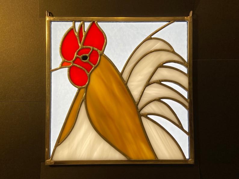 Rooster Stained Glass Pattern 8 X 8 Full Scale - Etsy