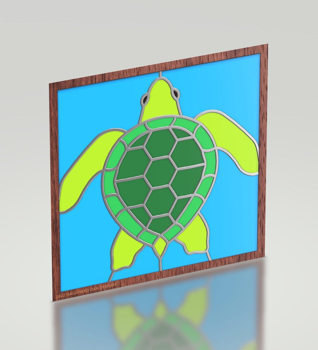 Sea Turtle Stained Glass Pattern PDF | Suncatcher Panel Template | 8x8 ...