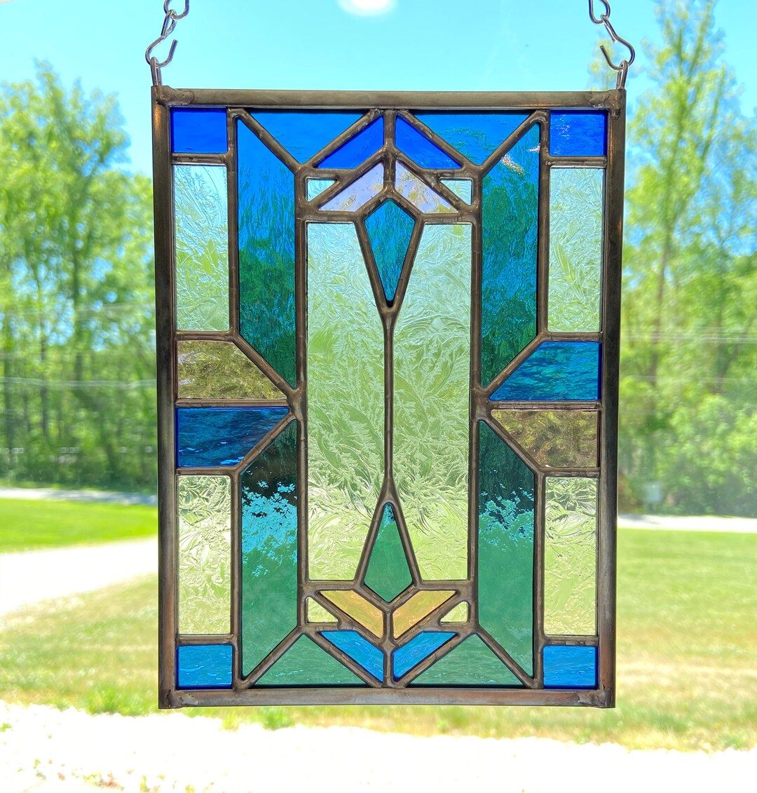 Prairie Style 2 Stained Glass Pattern PDF | Suncatcher Panel Template ...