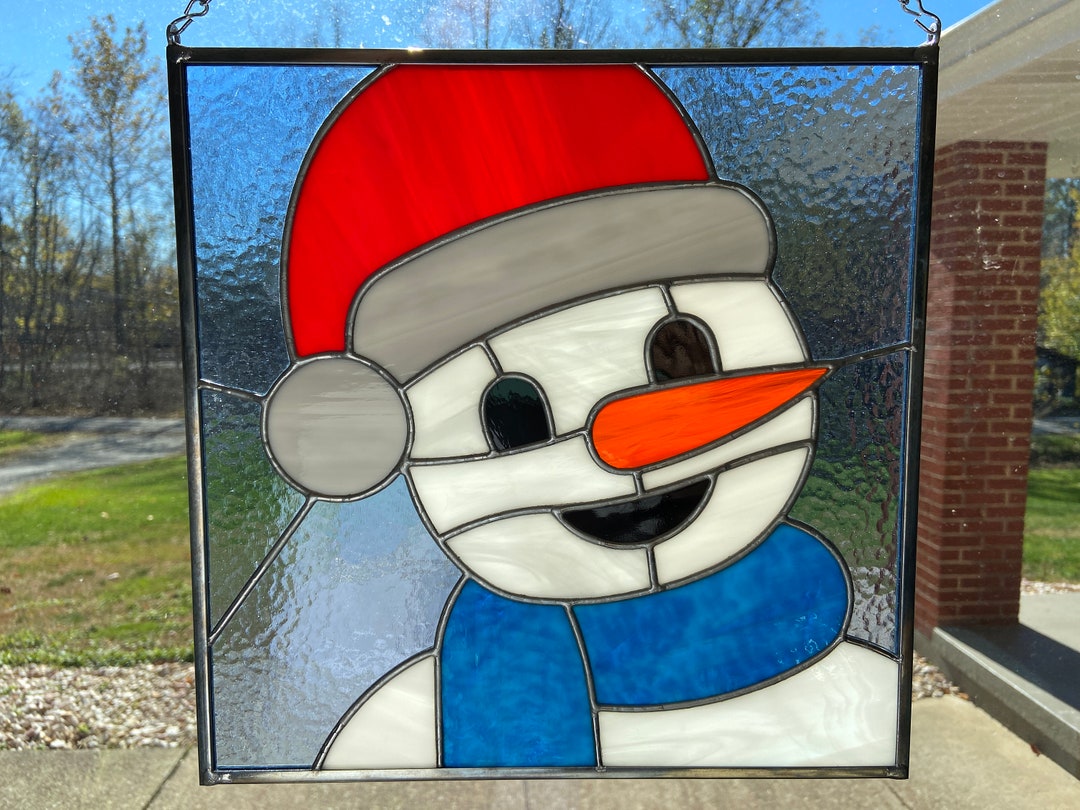 Snowman Stained Glass Pattern PDF & SVG | Suncatcher Panel Template ...