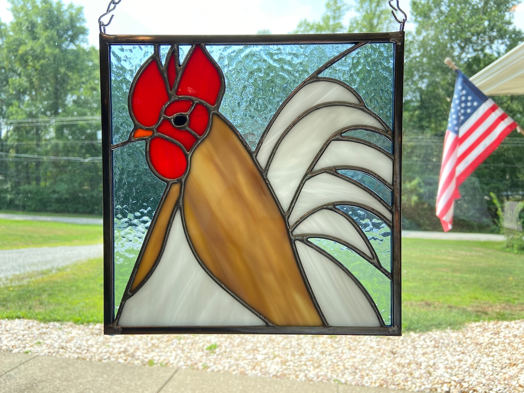 Rooster Stained Glass Pattern - 8" X 8" Full Scale Digital Download - Etsy