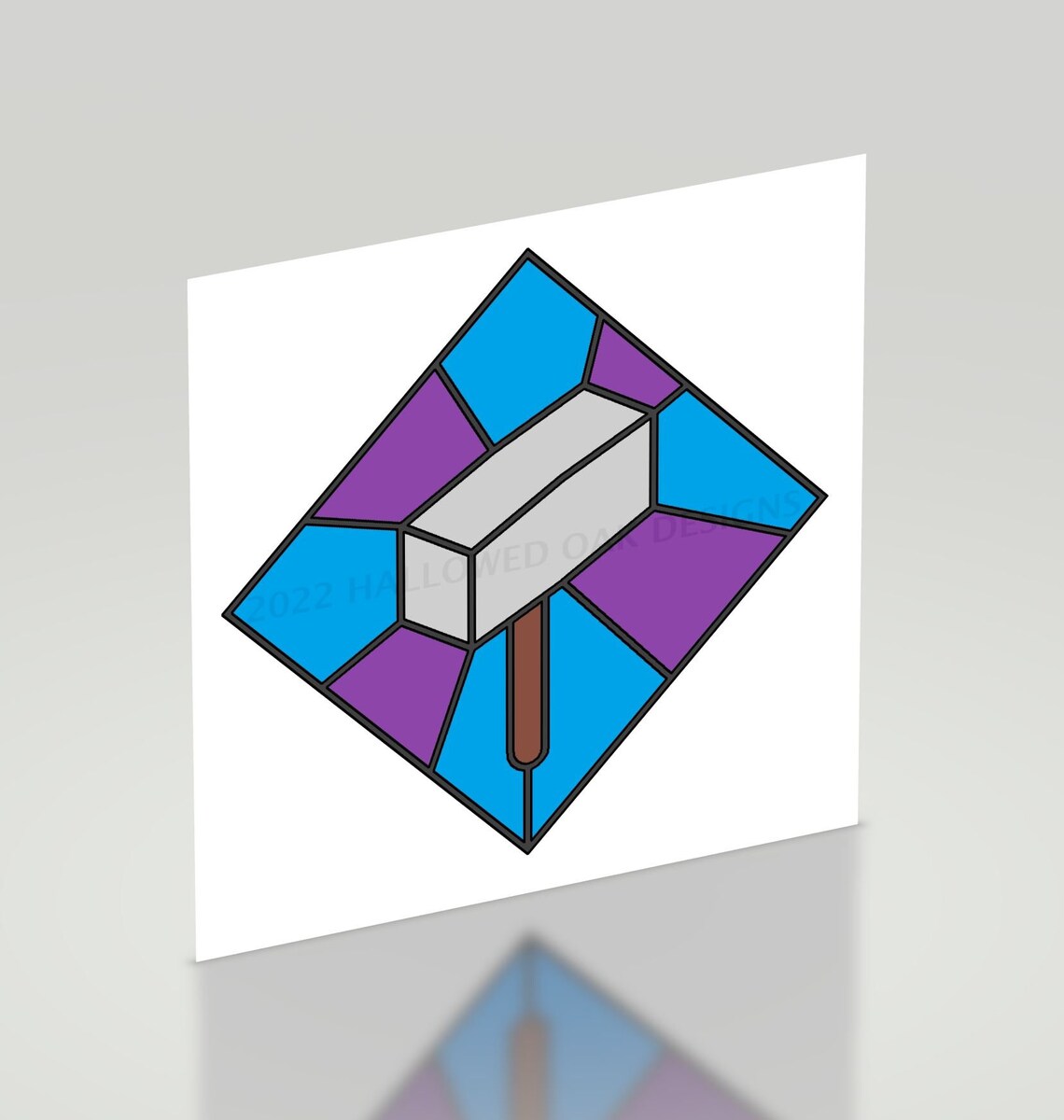 Thor's Hammer Stained Glass Pattern PDF | Suncatcher Panel Template ...
