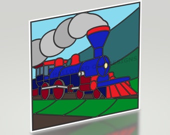 Train Stained Glass Pattern Digital Download - Etsy