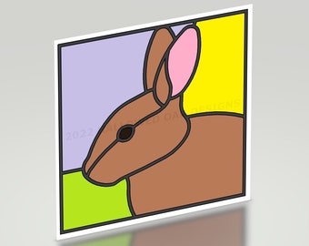 Rabbit Stained Glass Pattern 6 X 9 digital - Etsy
