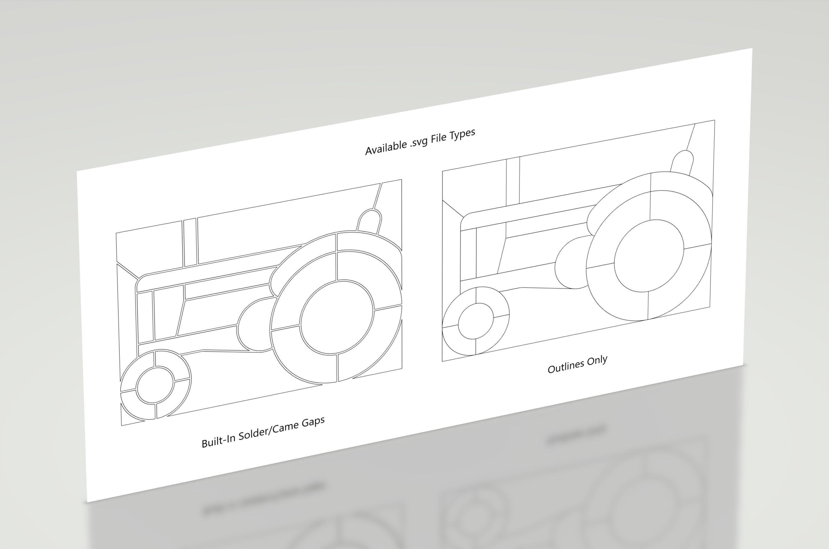 Tractor Stained Glass Pattern PDF & SVG | Suncatcher Panel Template | 5 ...