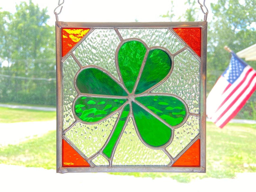 Shamrock Stained Glass Pattern PDF | Suncatcher Panel Template | 6x6 In ...
