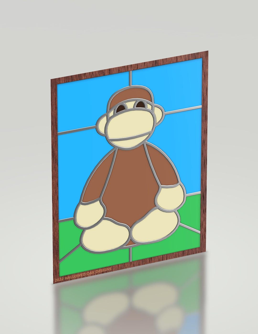 Toy Monkey Stained Glass Pattern PDF | Suncatcher Panel Template | 6x6 ...