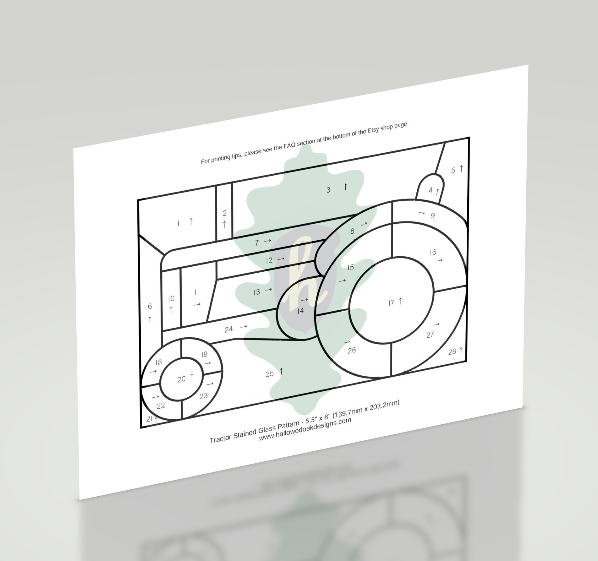 Tractor Stained Glass Pattern PDF & SVG | Suncatcher Panel Template | 5 ...