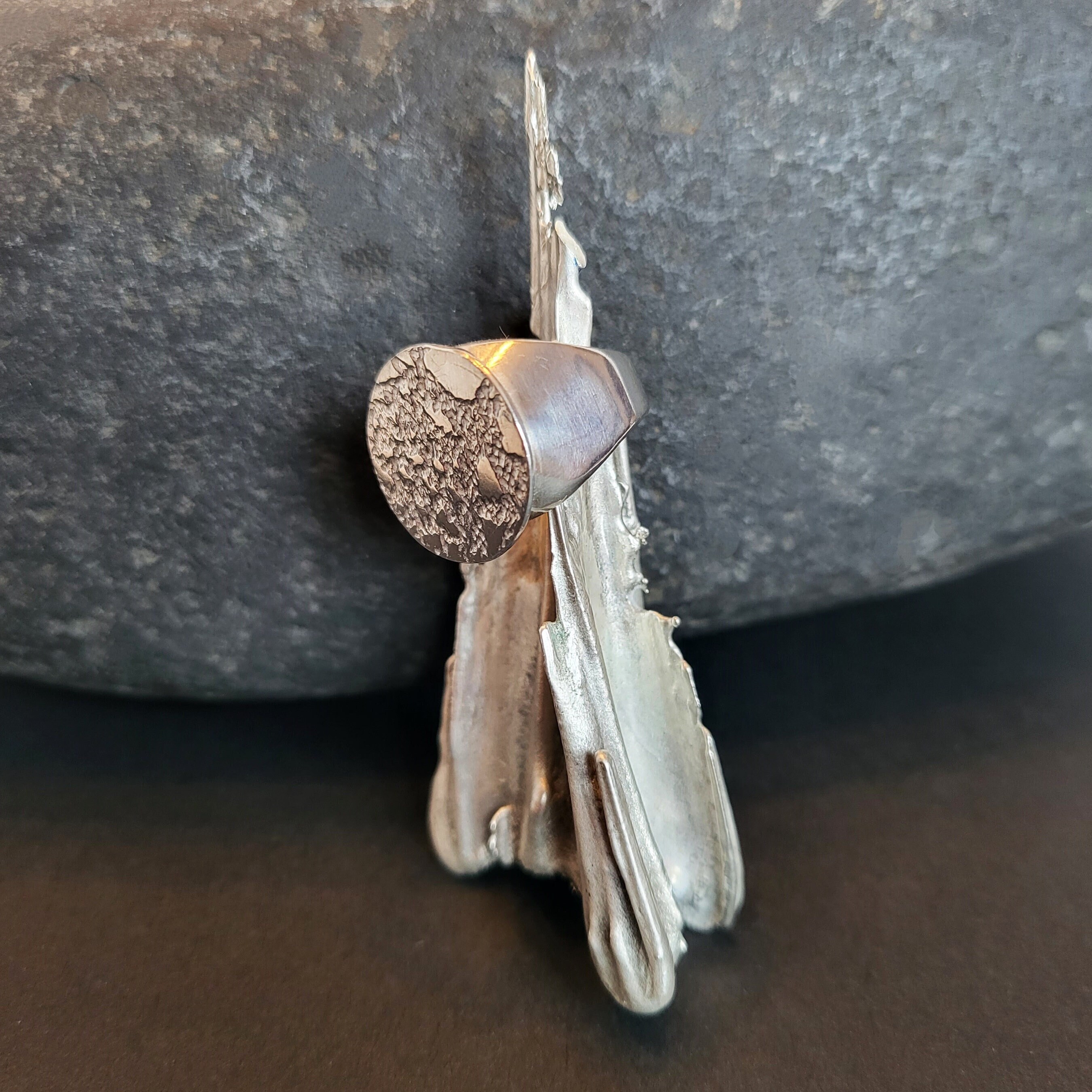 Sterling Silver Hollow Form Ring, Embossed Design, Statement Ring ...