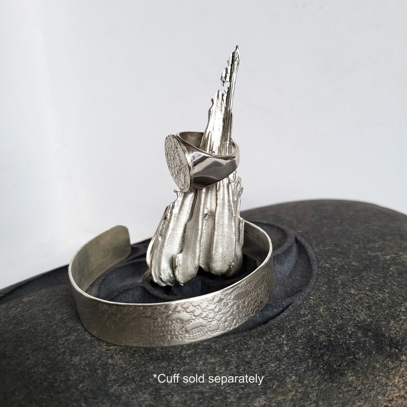 Sterling Silver Hollow Form Ring, Embossed Design, Statement Ring ...