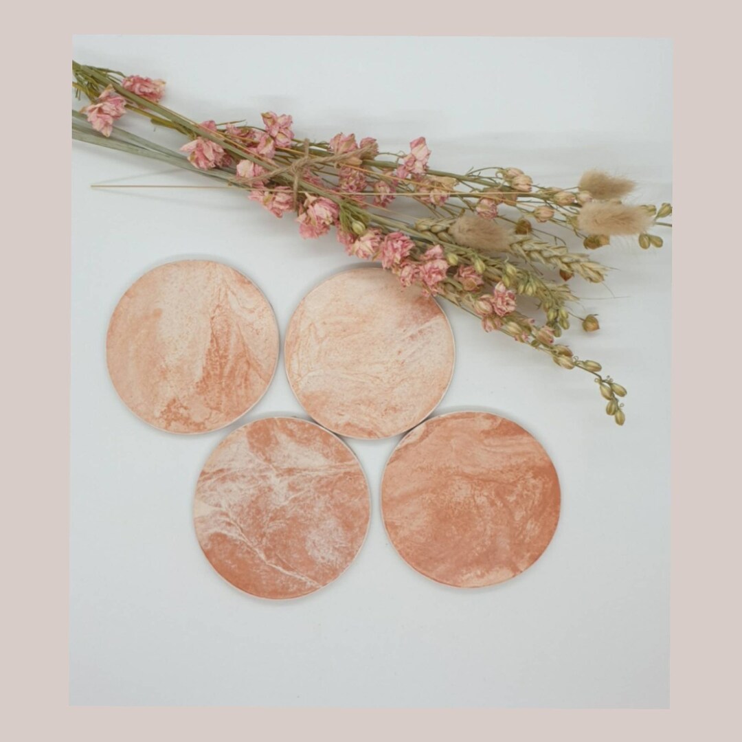 Coaster, Set of 4, Terracotta and White - Etsy