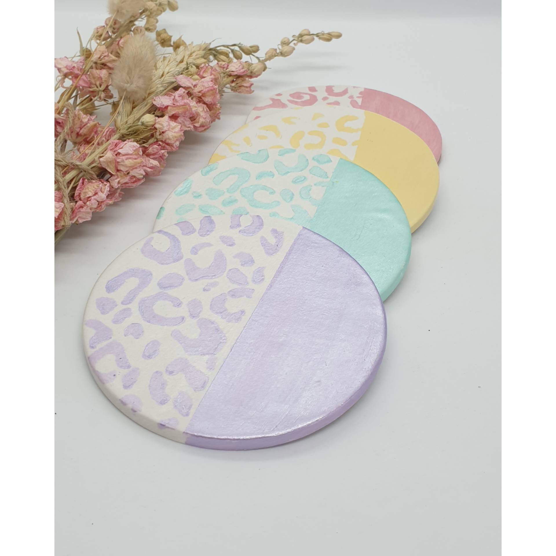 Coaster Set Pastels Colors Coasters - Etsy Norway