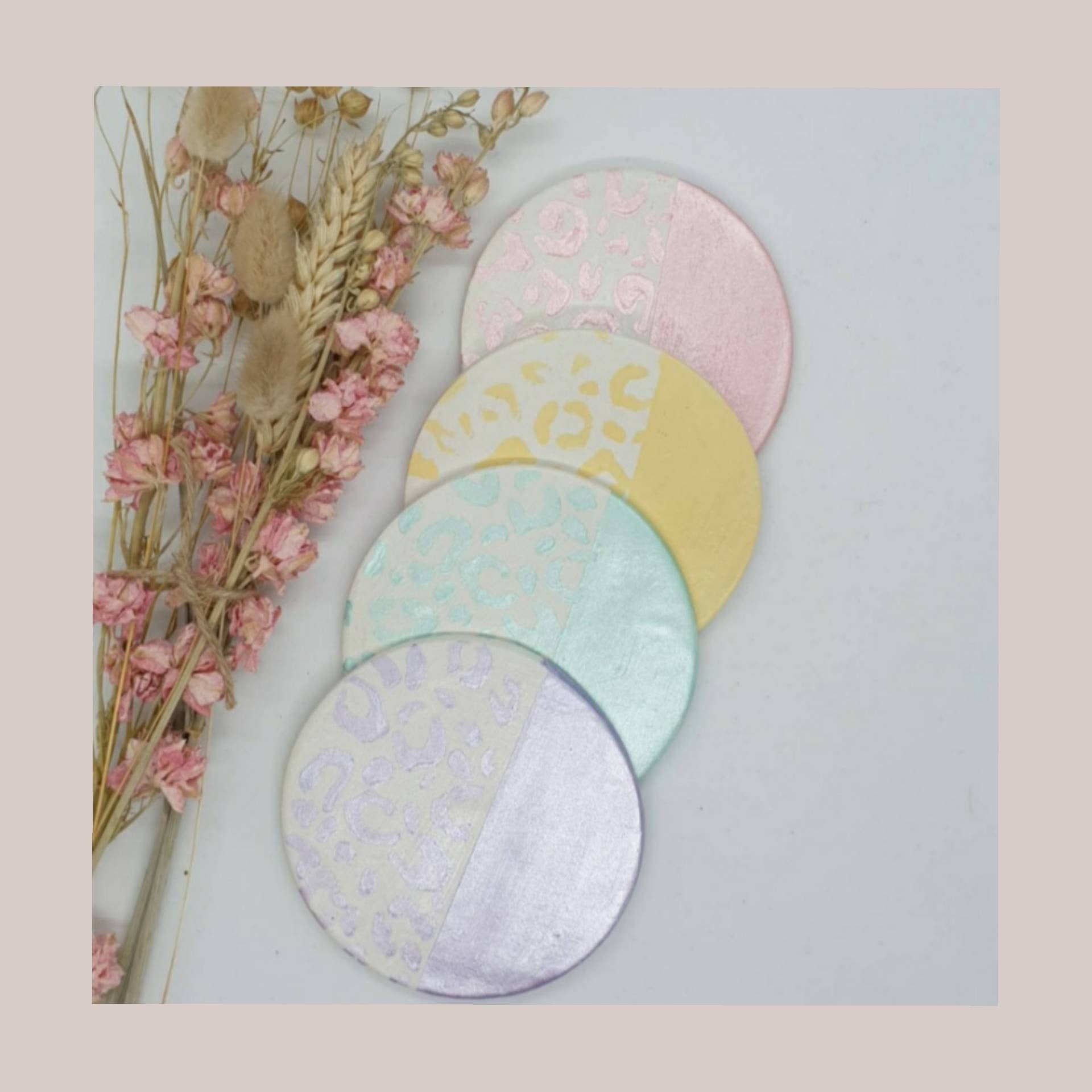 Coaster Set Pastels Colors Coasters - Etsy Norway