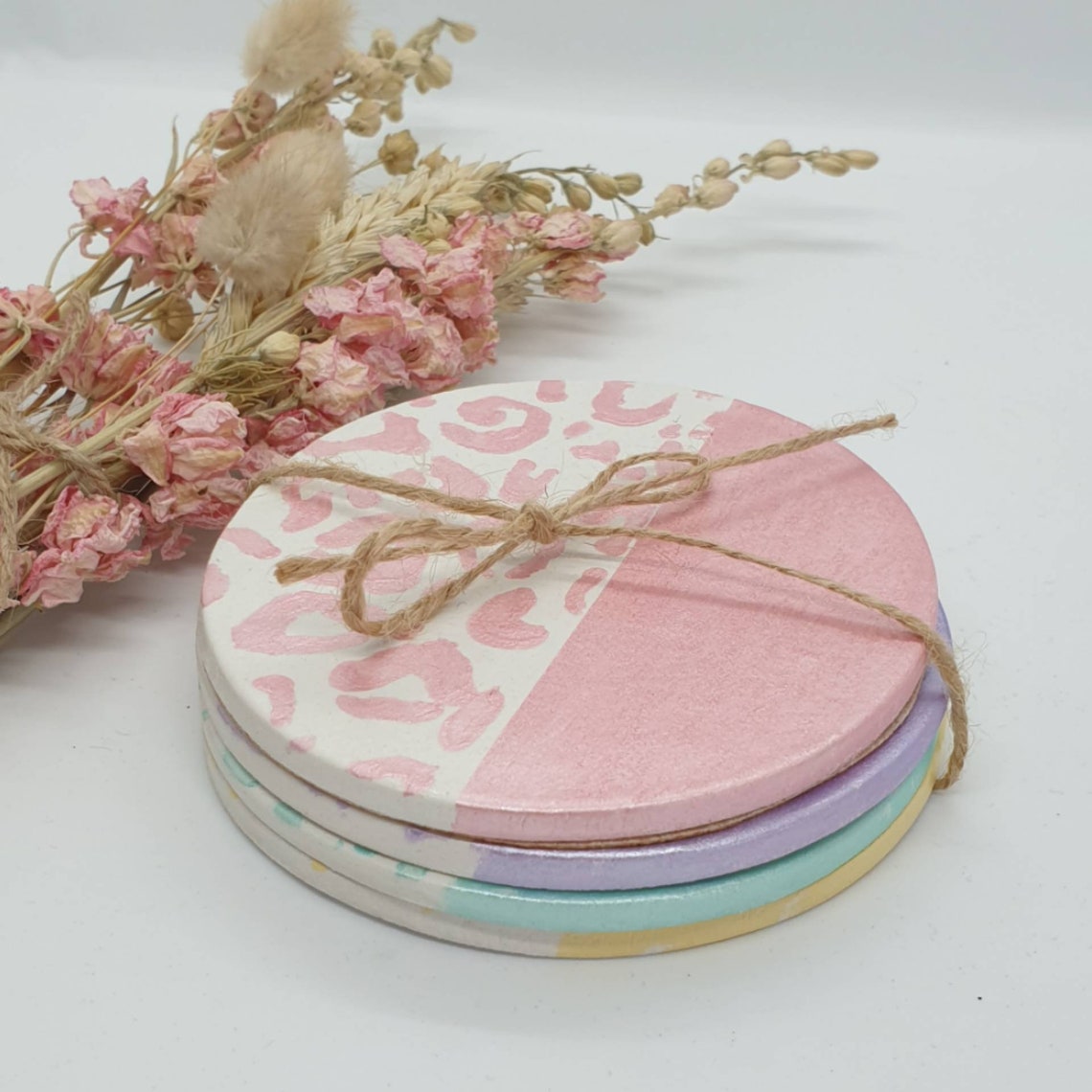 Coaster Set Pastels Colors Coasters - Etsy Norway