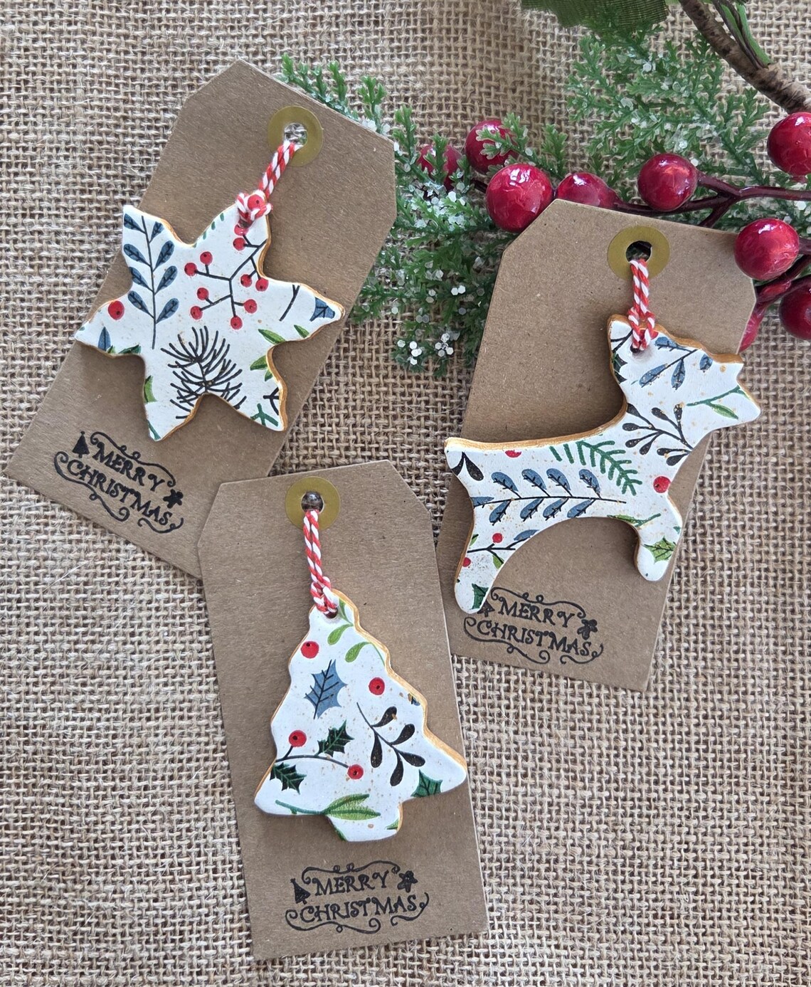 Christmas Gift Tags, Christmas Clay Ornament - Etsy UK