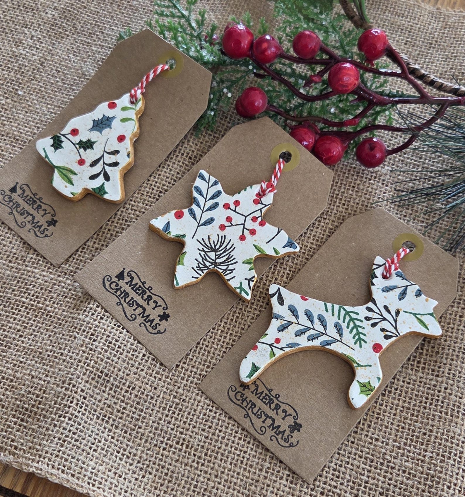 Christmas Gift Tags, Christmas Clay Ornament - Etsy UK
